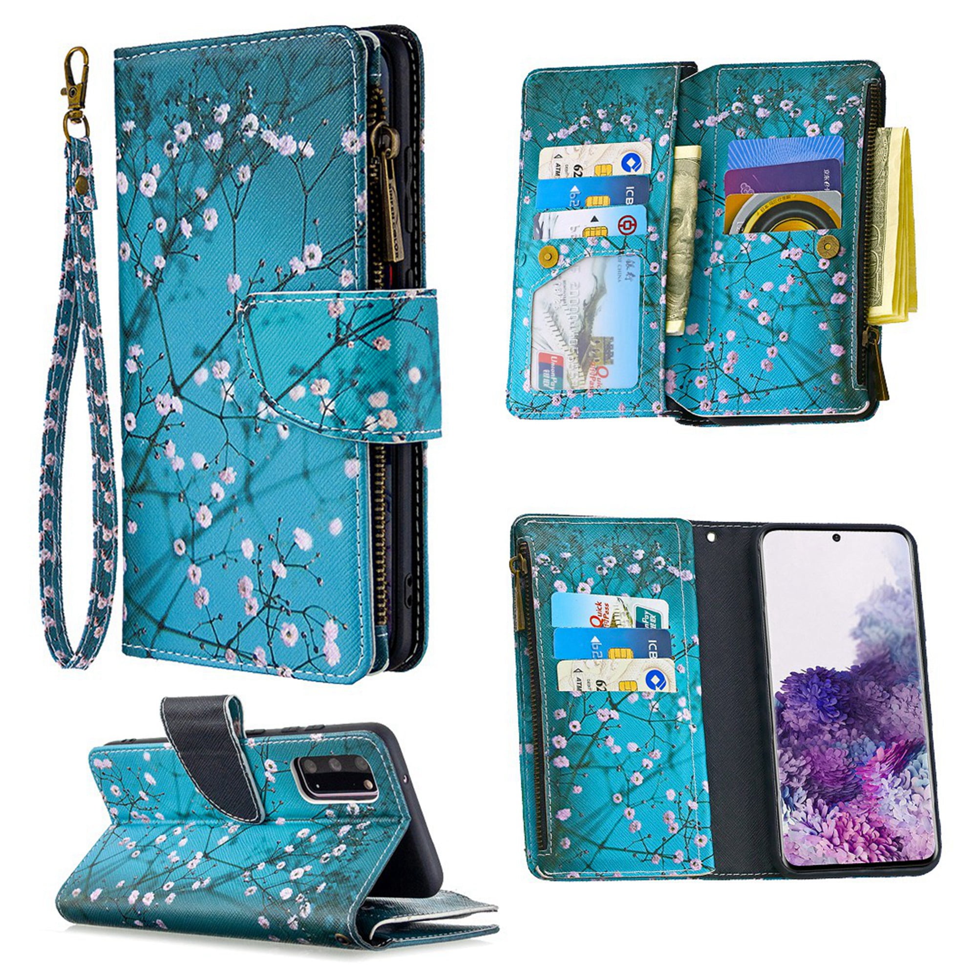 Dteck For Samsung Galaxy S20+ 6.7 inch Magnetic Patterned Leather Wallet Zipper Card Holder ...