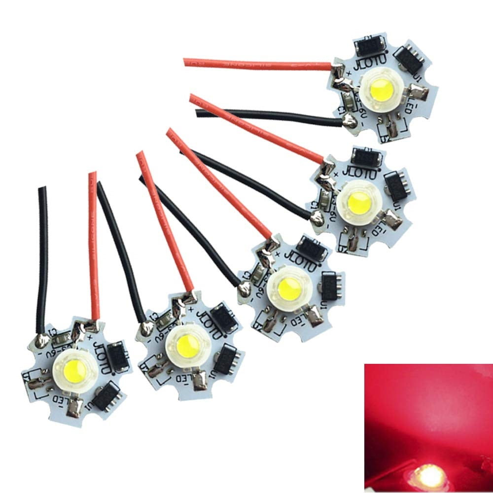 FSLiving 5-Pack Red Color 1W DC5-12V 20mm High Power LED Clip COB Light ...