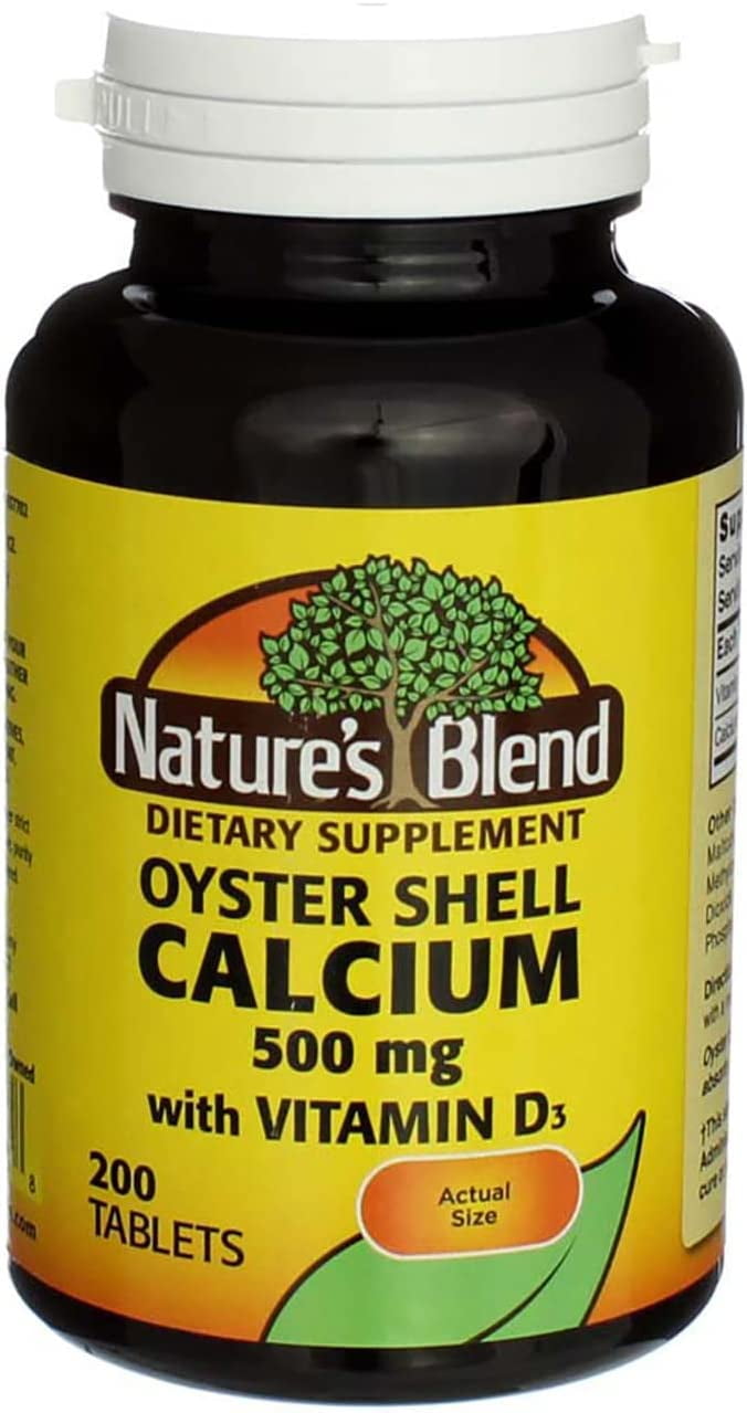 Nature's Blend 3163 Calcium Oyster Shell 500 mg with D3 400 IU (Pack of ...