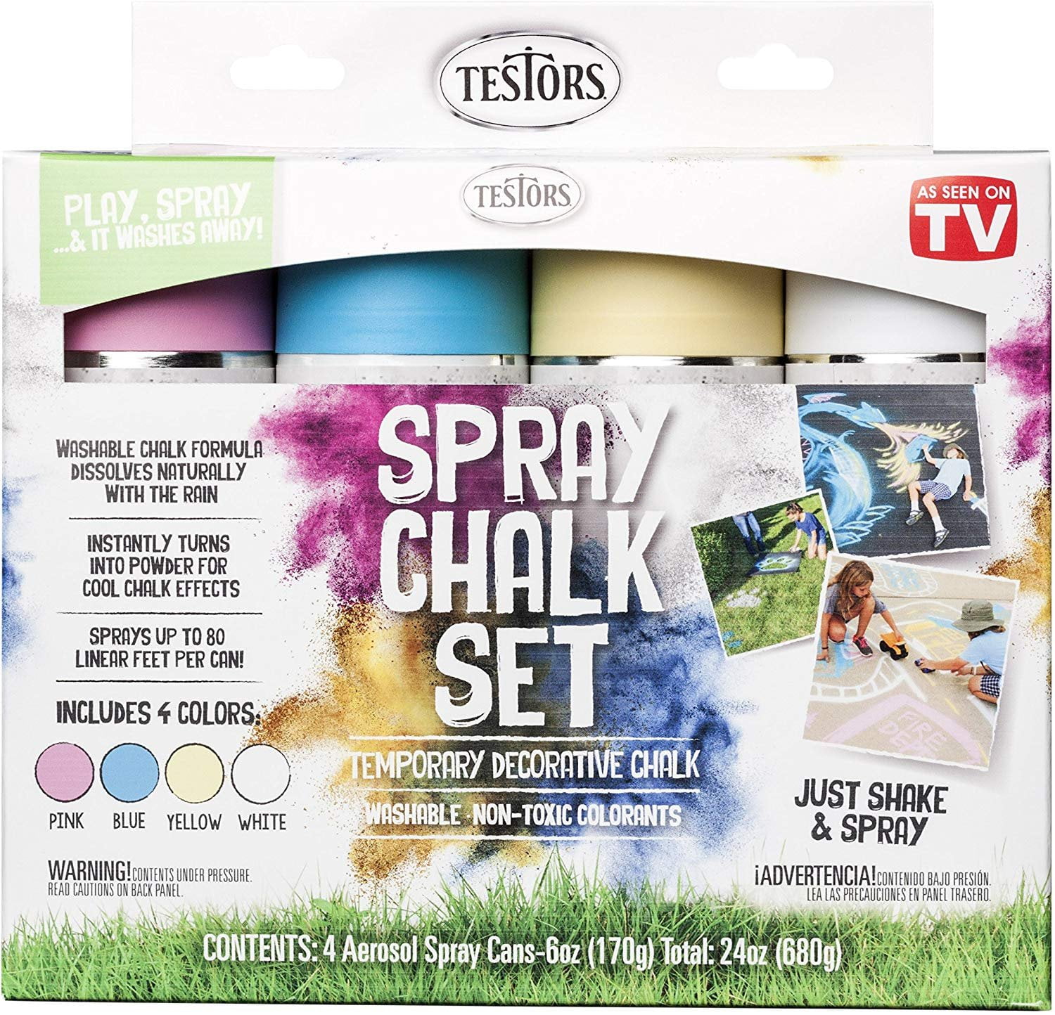 Testors 306006 Spray Chalk, 4 Color Kit, Assorted - Walmart.com