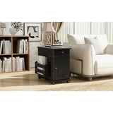 Euroco Multifunctional End Table with Pull-Out Tray, USB Ports, Power ...