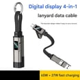 4-in-1 Digital Display Keychain Charging Cable, LED Power Displays, 65W ...