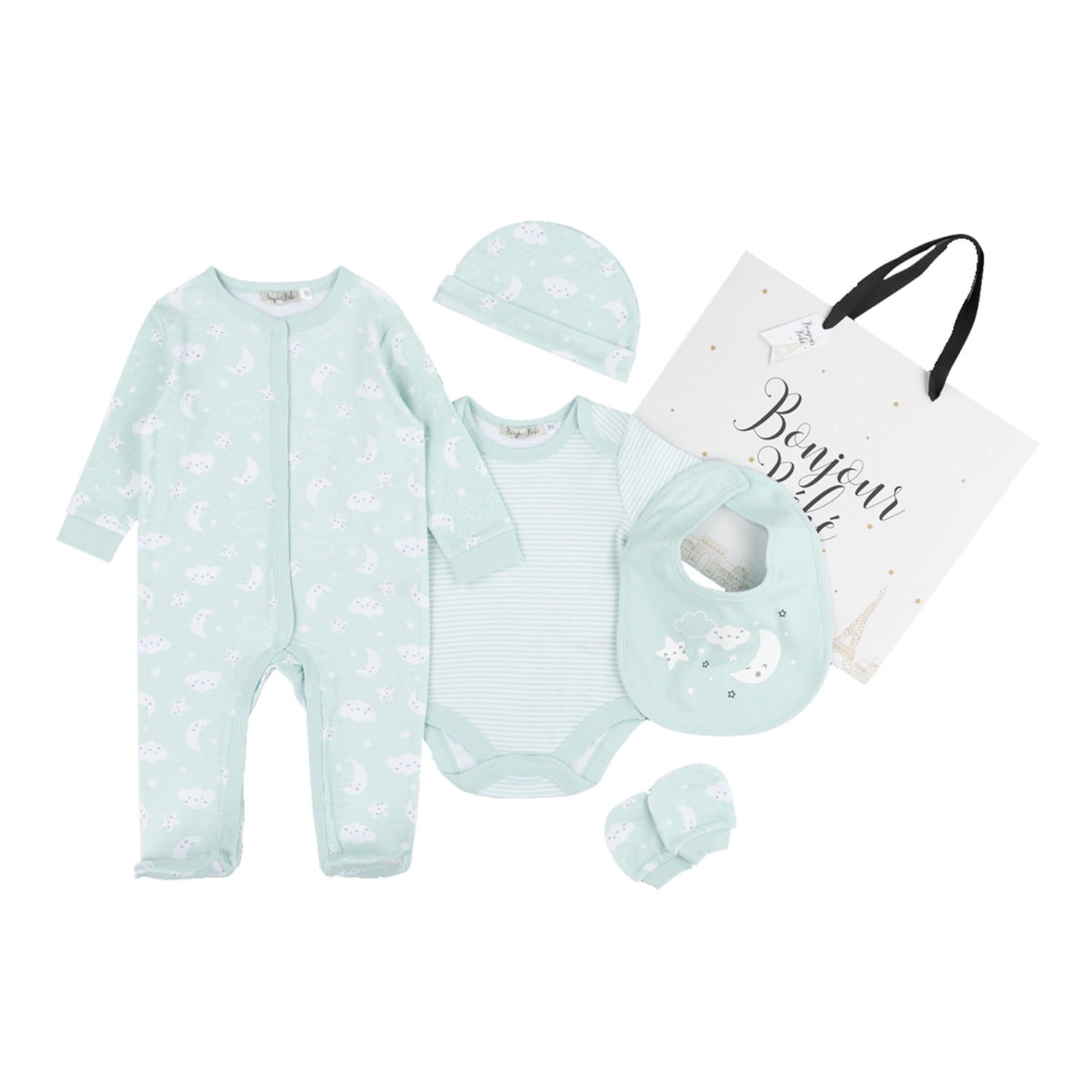 Bonjour Bebe Good Night 5-Piece Layette Set – 100% Cotton Baby ...