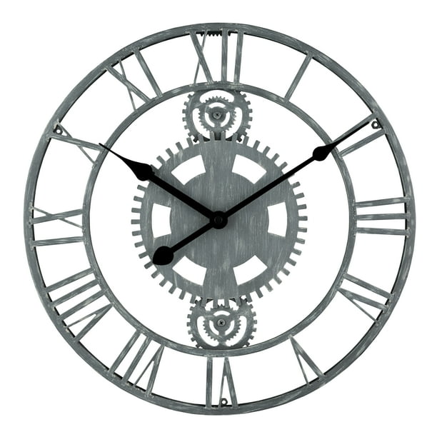 14" Gray Industrial Gears Metal Quartz clock - Walmart.com