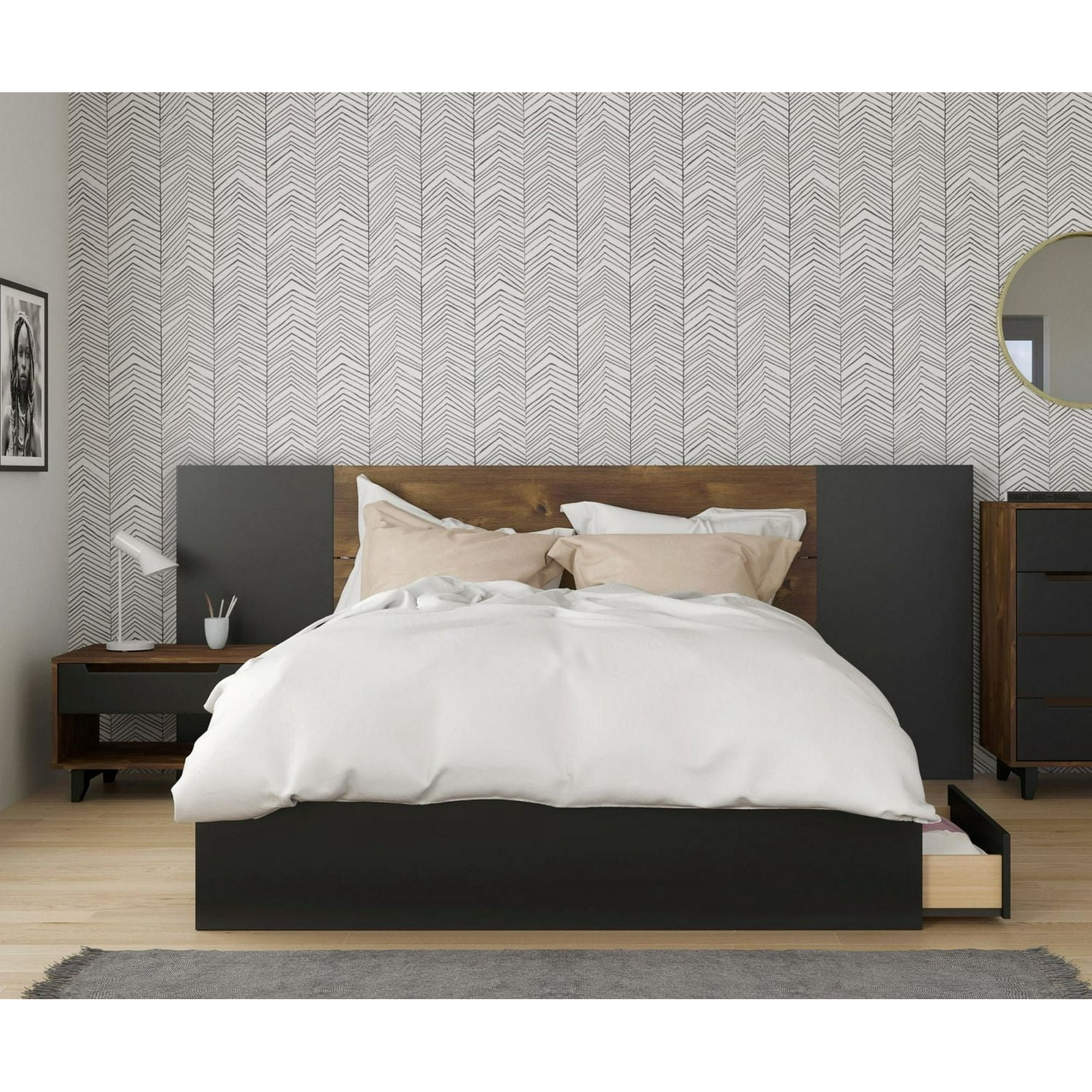 Click here for Nexera Liberia 4 Piece Bedroom Set  Truffle And Bl... prices