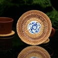 shyuyusa Blue And White Porcelain Piece Rattan Tea Coaster，Round ...