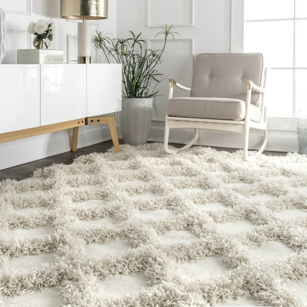 nuLOOM Francene Diamond Trellis Shag Area Rug, 5' x 8', Ivory - Walmart.com