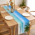 Coastal Beach Cotton Linen Table Runner Palm Leaf Coconut Trees Sunny ...