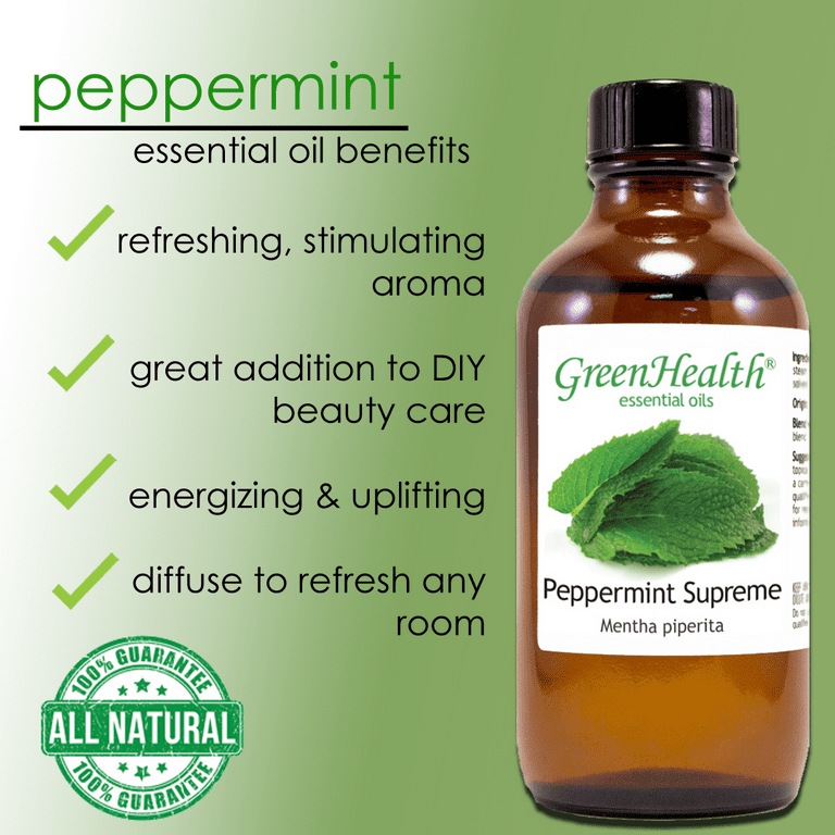 Peppermint Mentha Piperita Essential Oil 1 fl oz 30 ml Glass Bottle w Euro Dropper 100 Pure Essential Oil by GreenHealth