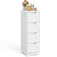 "White Lofka 33"" Narrow Free-Standing Slim Storage Cabinet, 4 Drawers ...