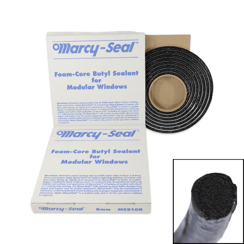 8mm x 10' Foam Core Round Butyl Tape Roll Auto Glass Adhesive Soft Seal ...