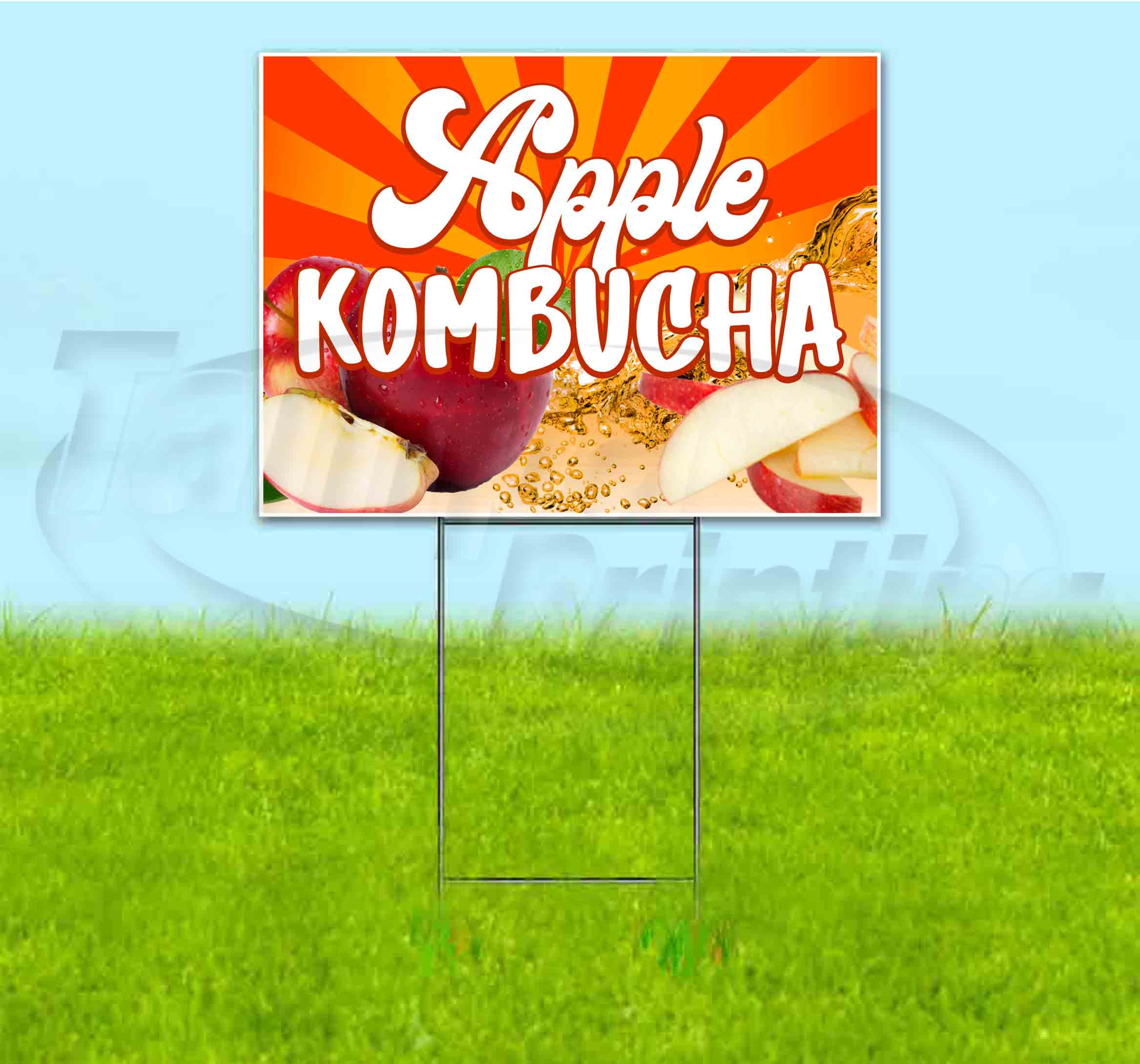 Apple Kombucha (18"" X 24"") Yard Sign, Includes Metal Step Stake ...