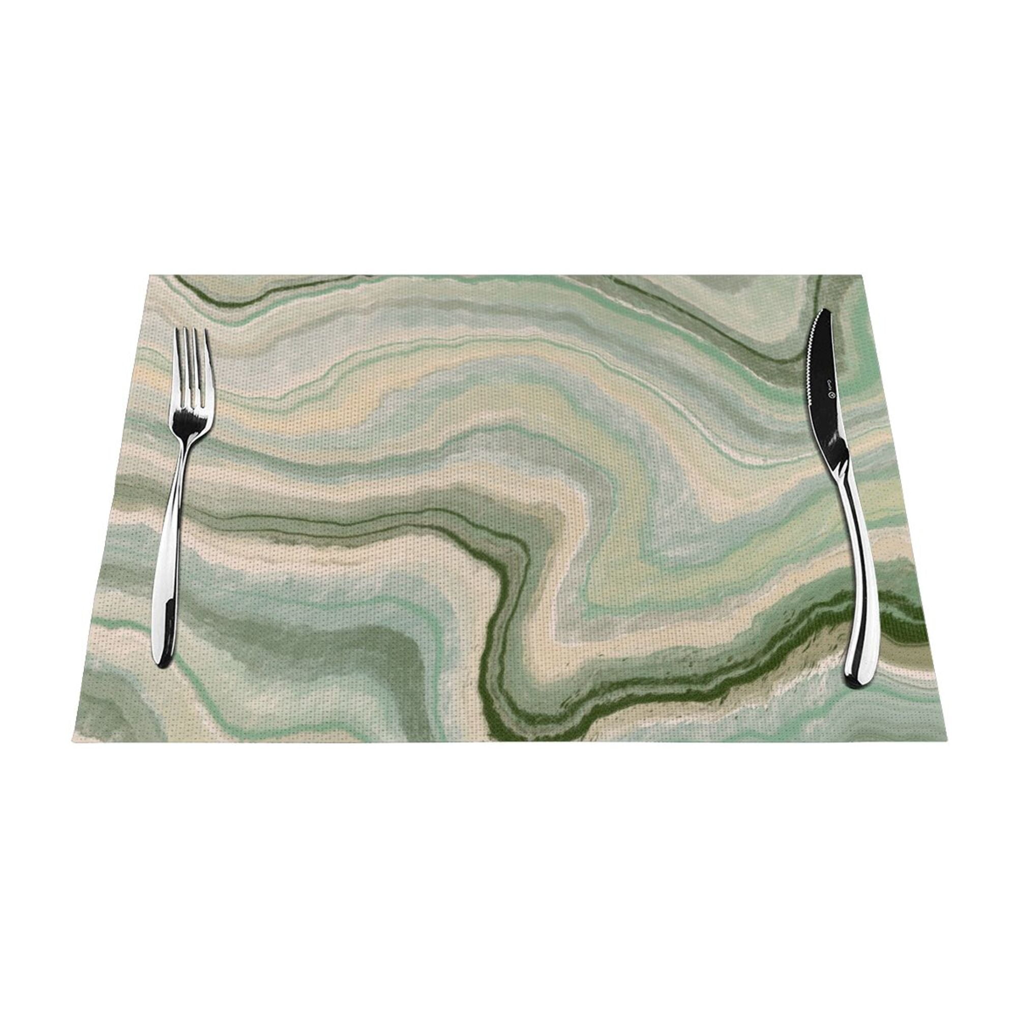 YFYANG Washable Heat-Resistant Placemats, 70% PVC/30% Polyester, Green ...