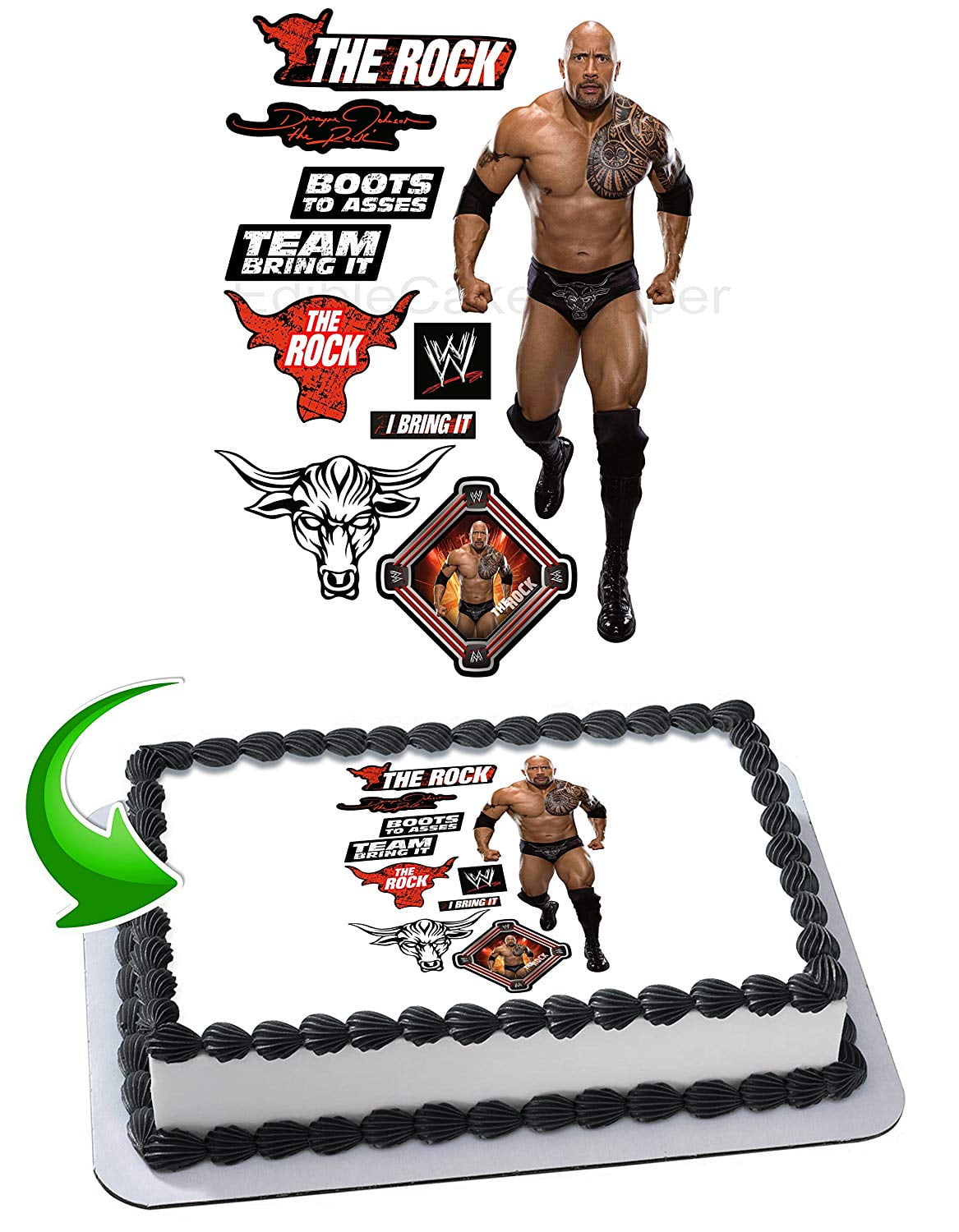 Personalized Dwayne Johnson The Rock WWE Edible Cake Topper with ...