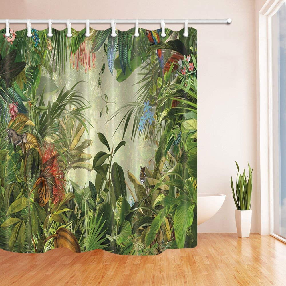 WOPOP Tropical Rainforest Decor Animals in the Palm and Banana Leaves ...