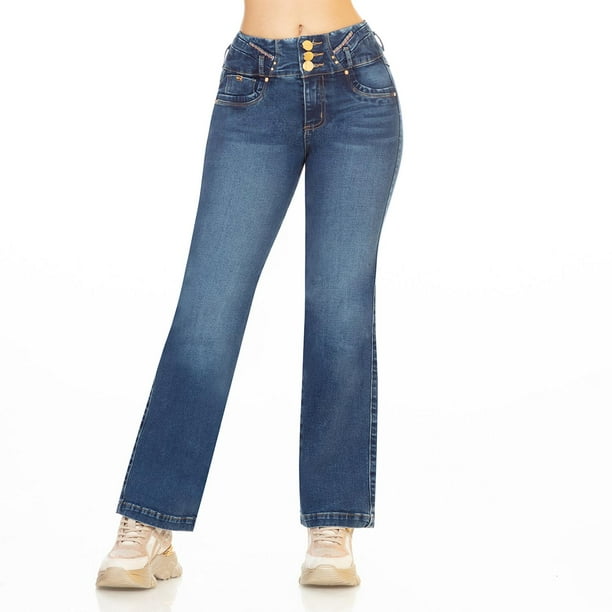 Pantalón de pierna Recta Savi Jeans Push Up sin bolsas traseras ...