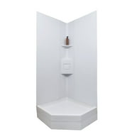 Mustee Durastall Shower Stall, Thermoplastic, Center Drain, Slip ...