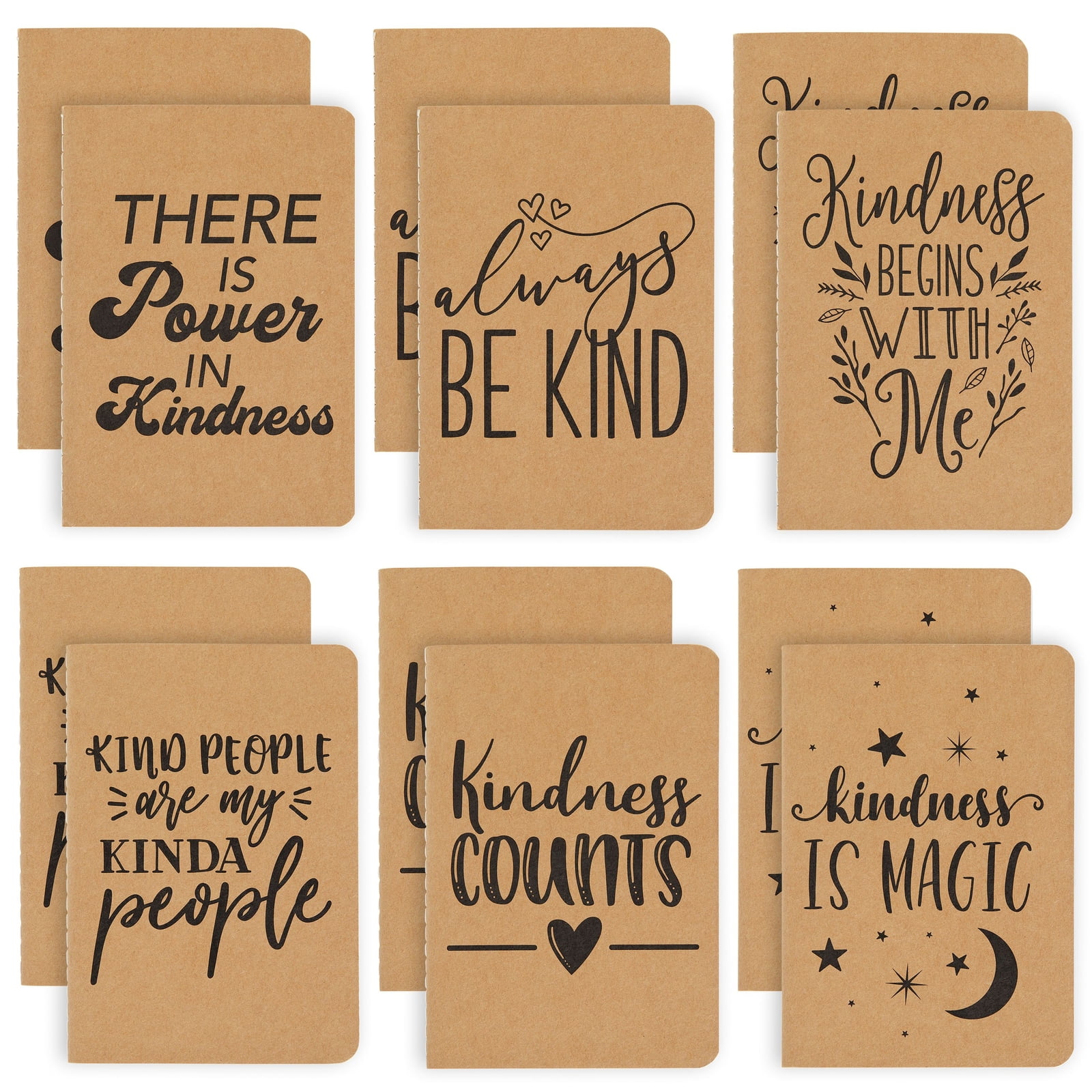 12 Pack Kraft Pocket Journals, Lined Notebooks (Kindness Counts, A6 ...
