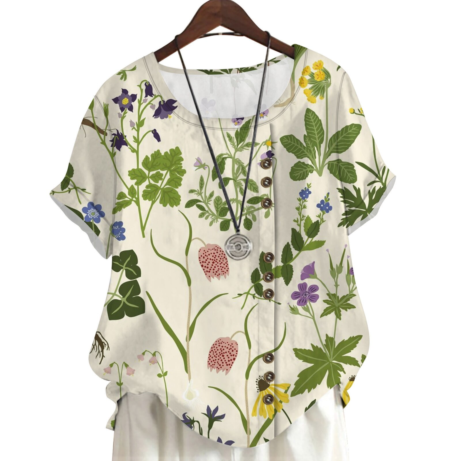 CLOOCL Women Blouse Tops Plants and Flowers 3D Printed Shirts Oversized ...