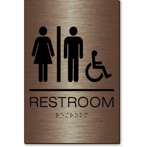 California Unisex RESTROOM Accessible Wall Sign-Copper / Black (4 Units ...