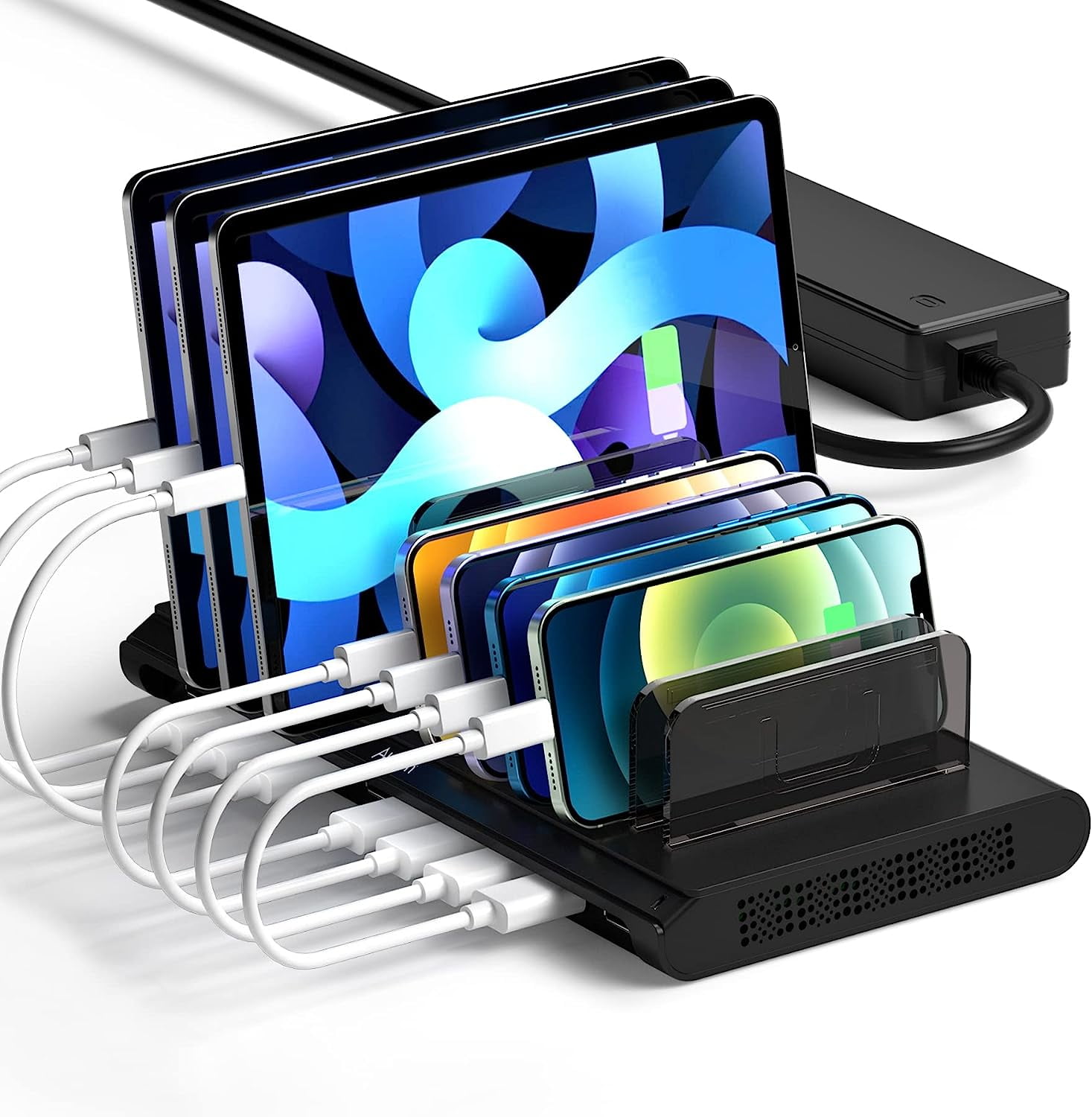 Alxum iPad Charging Station, 108W 10 Port Phone Docking Station ...