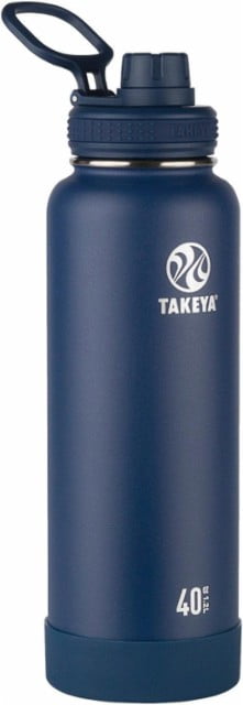 Takeya Actives Stainless Steel Water Bottle w/Spout lid, 40oz Midnight ...