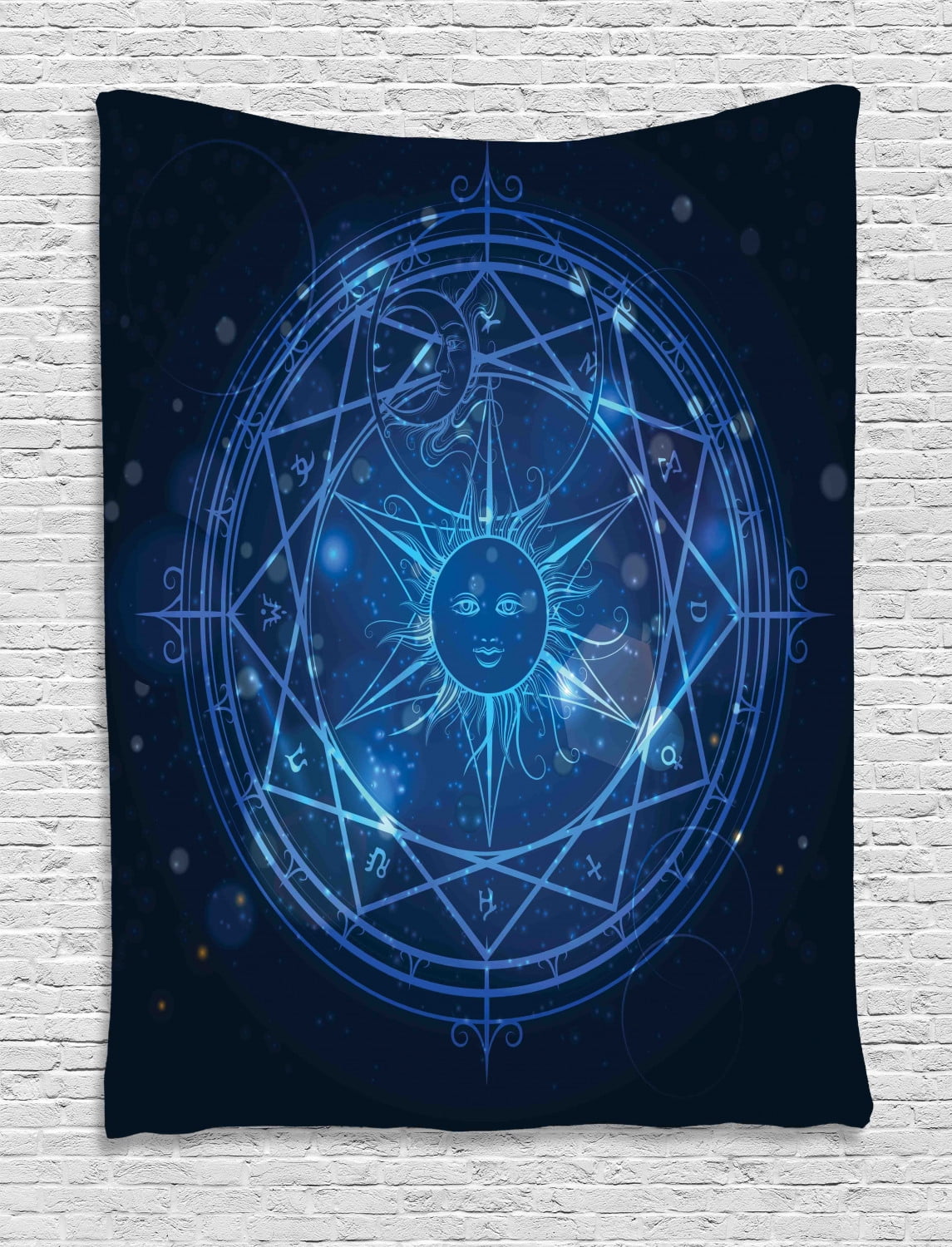 Magic Tapestry, Alchemy Magic Circle Sun Face Centered Mystical Ombre ...