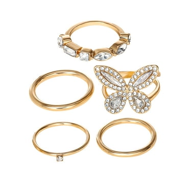 Jessica Simpson Faux silver tone, Turquoise Stone Ring Set, Set of 5 ...