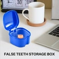 Dark Blue Denture Case, Denture Cup with Strainer, Denture Bath Box ...