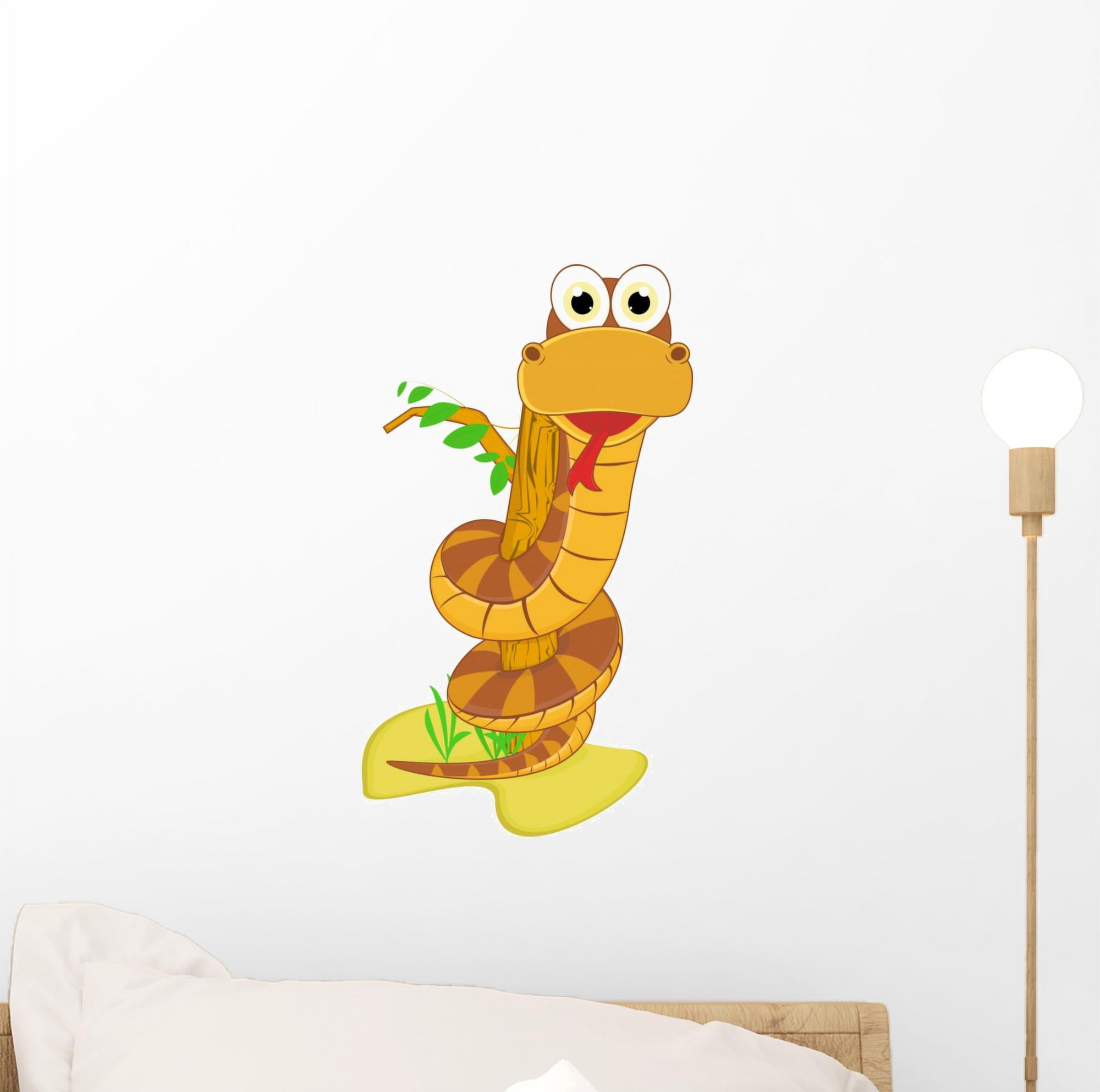 Illustration Cute Snake Wall Decal Mural by Wallmonkeys Vinyl Peel and ...