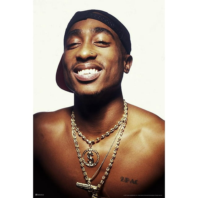 Tupac Posters 2Pac Poster Smiling Gold Chain Photo 90s Hip Hop Rapper ...