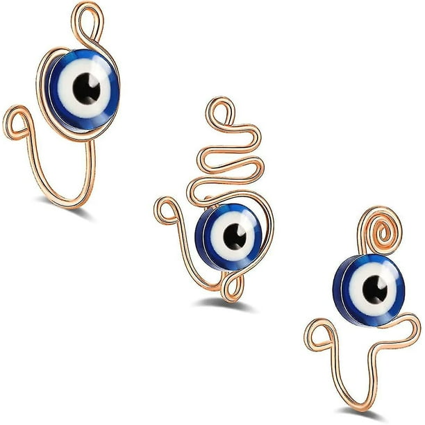 3pcs Evil Eye Nose Cuff, Fake Nose Rings, African Nose Cuff Non Piercing, Evil Eye Clip On Nose ...