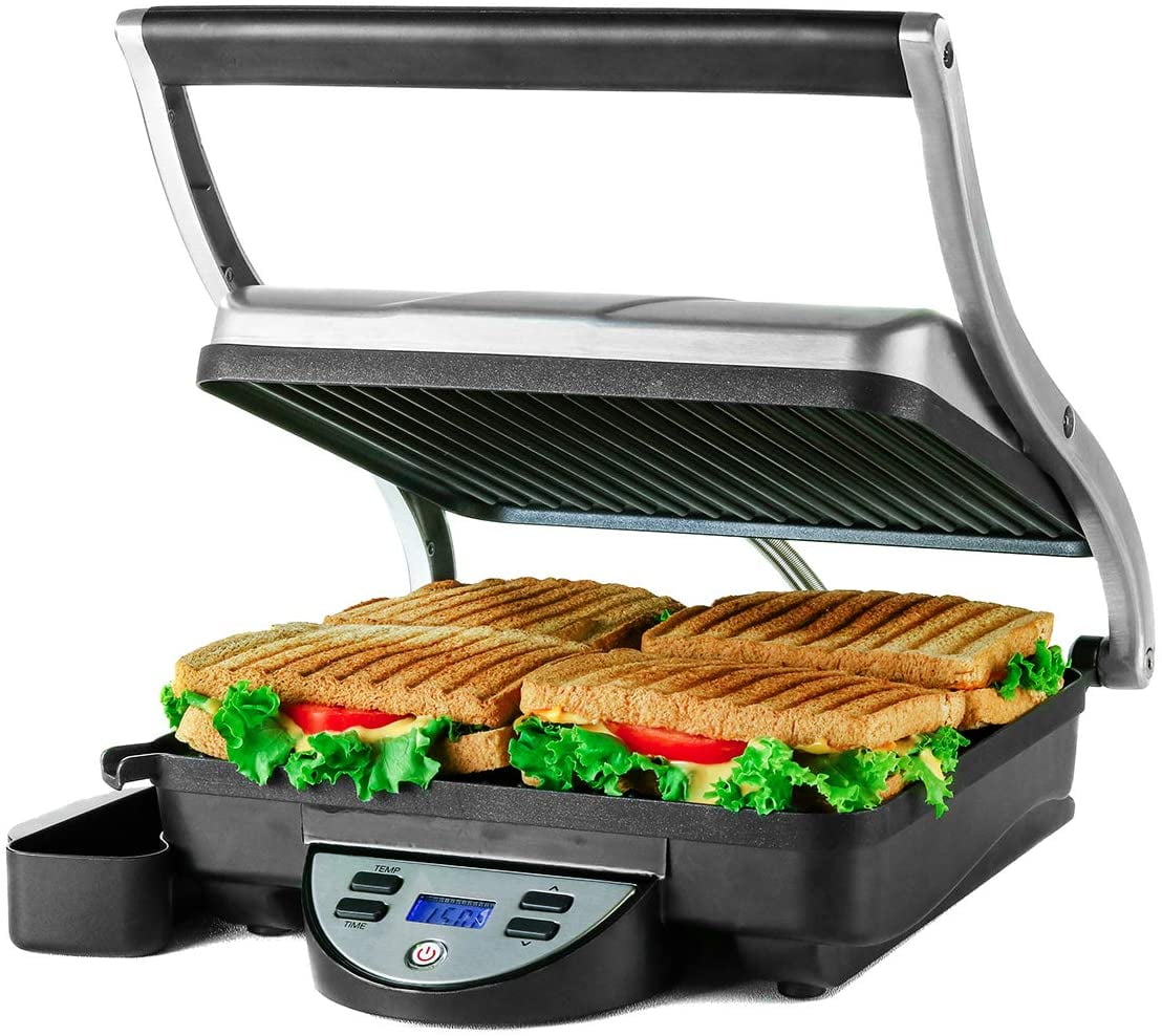 Buy Ovente 4 Sandwich Electric Indoor Panini Press Grill With Non Stick Double Flat Cast Iron