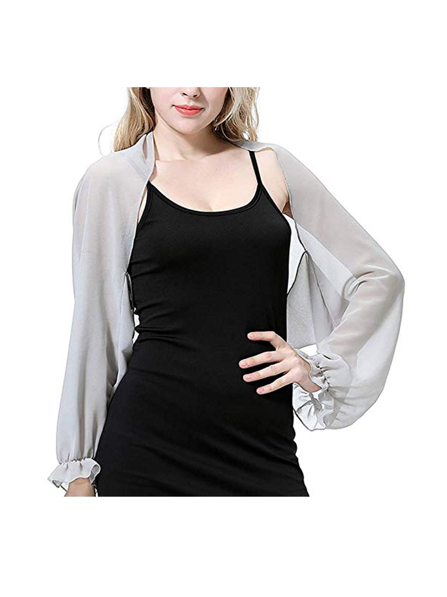 LELINTA Women's Sheer Chiffon Solid Womens Swimwear Long Sleeve Beach ...