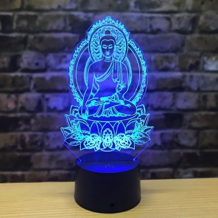 Sakyamuni Buddha 3d Led Night Light Bedroom Table Lamp Color Changing ...