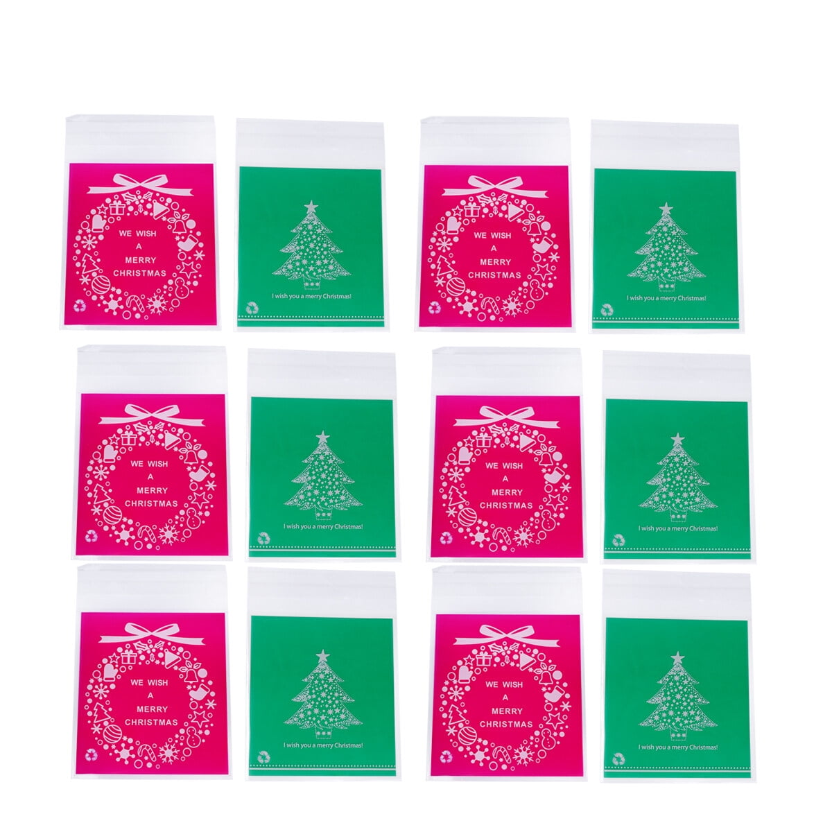 200 Pcs Christmas Baking Bakery Bag Candy Bag Plastic Cookie Pouch ...