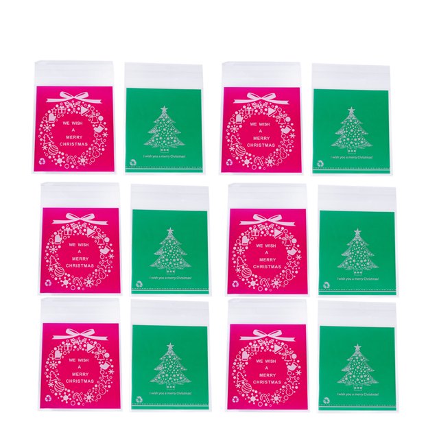 200 Pcs Christmas Baking Bakery Bag Candy Bag Plastic Cookie Pouch ...