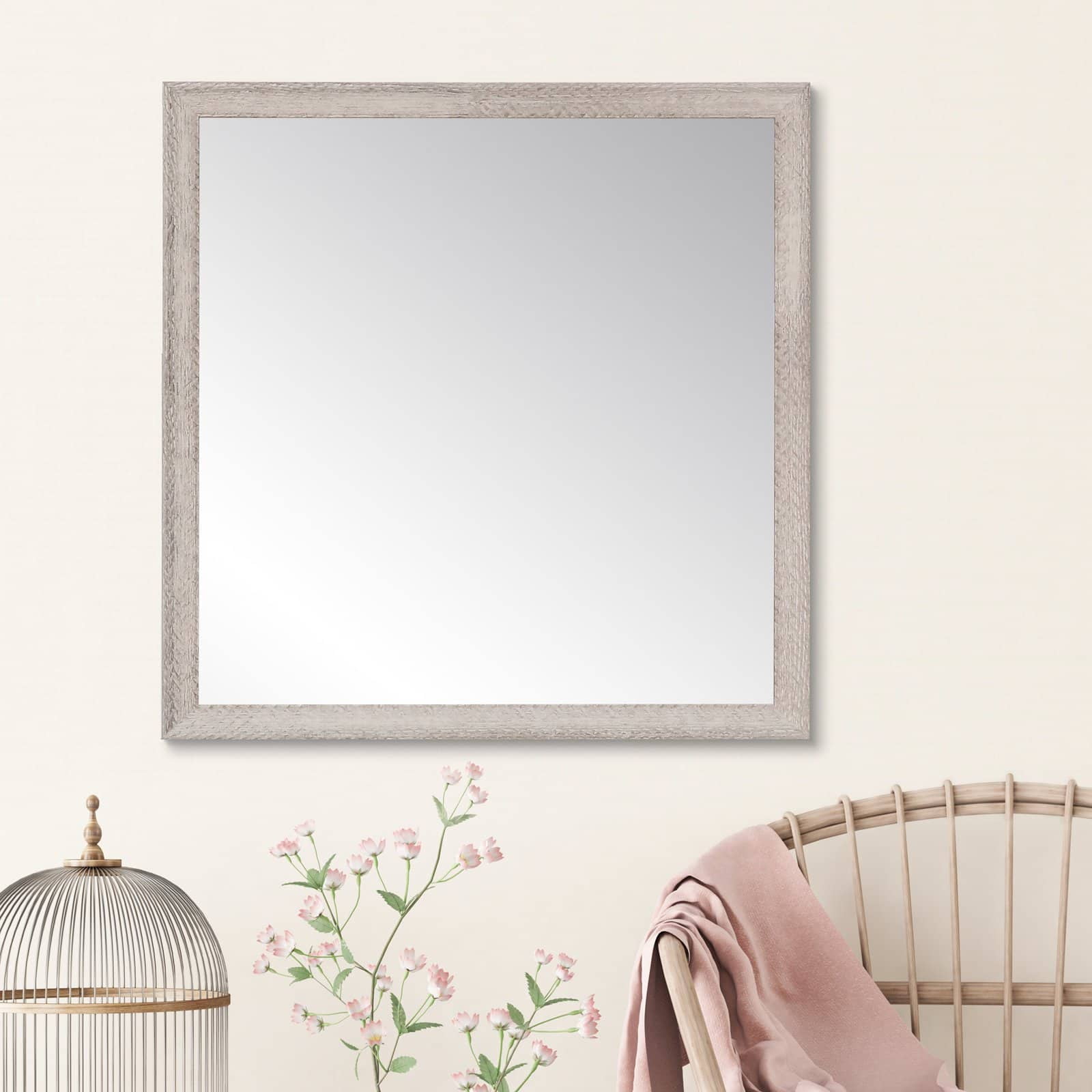 Farmhouse Gray and White Square or Diamond Wall Mirror 29.5'' x 29.5 ...
