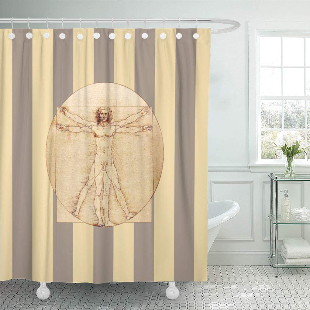CYNLON Beige Fine Da Vinci Vitruvian Man Artist Science Math Bathroom ...