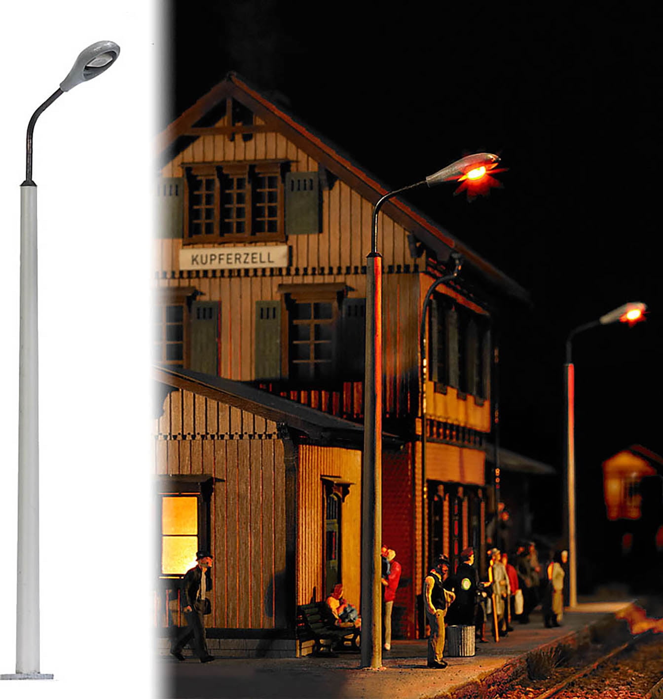 Busch HO Scale Streetlight/Concrete Mast/Teardrop Light Housing (Silver ...