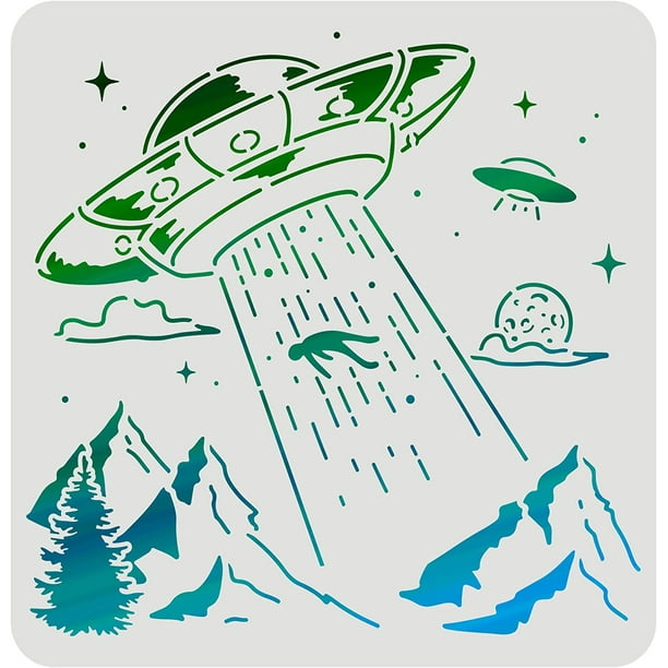 UFO Spaceships Drawing Painting Stencils Templates Plastic Aliens ...