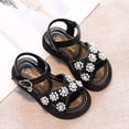 AUDeals Girls Open Toe Sandals - Pearl Cross Straps Ankle Strap Soft ...