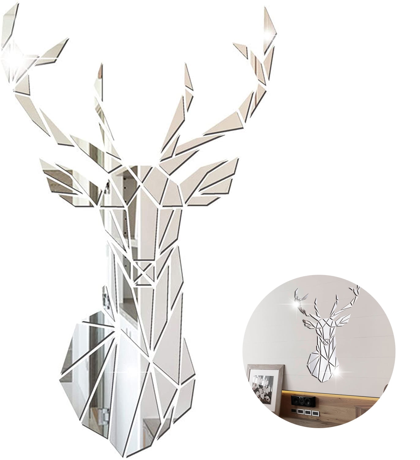 3D Deer Head Stickers Gift Living Room Mural Modern Style Multiple ...
