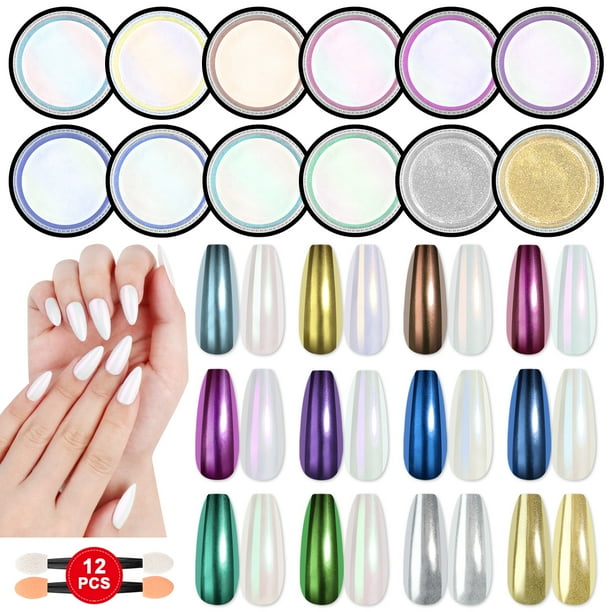 Saviland Pearl Chrome Powder for Nails – 12 Colors Mermaid Mirror ...