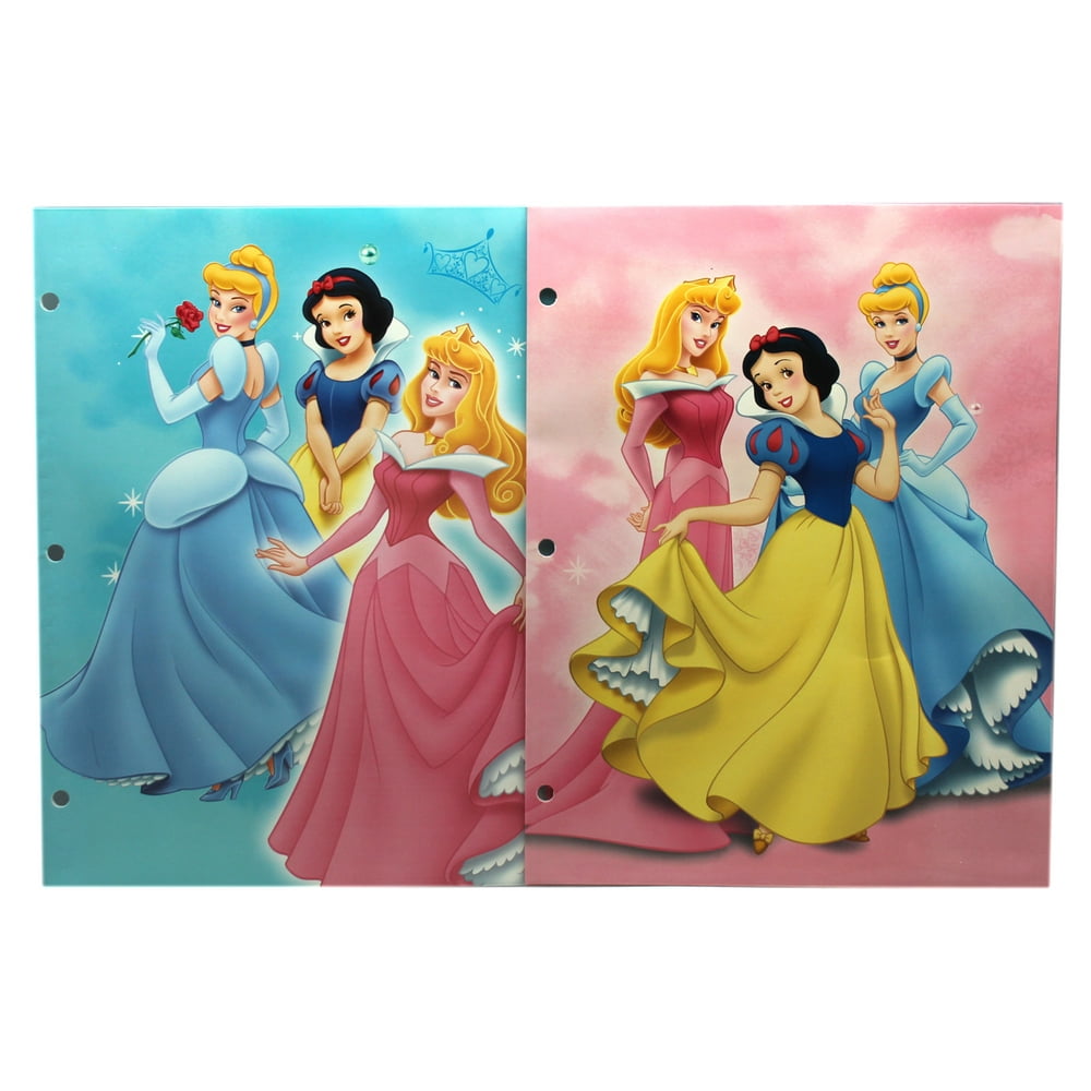 Disney Princess Light Blue and Pink Colored Homework Folders (2 Folders ...