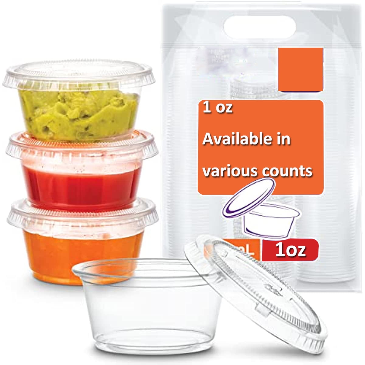 300 Set of 1 oz disposable plastic jelly wine glass with lid, soufflé ...