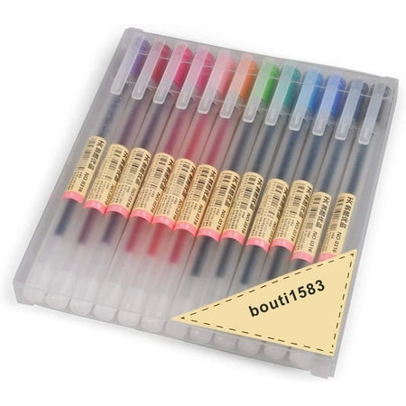 Gel Pens [0.5mm] 12 Colors Pack Ink Ball Point Pen For Office School ...