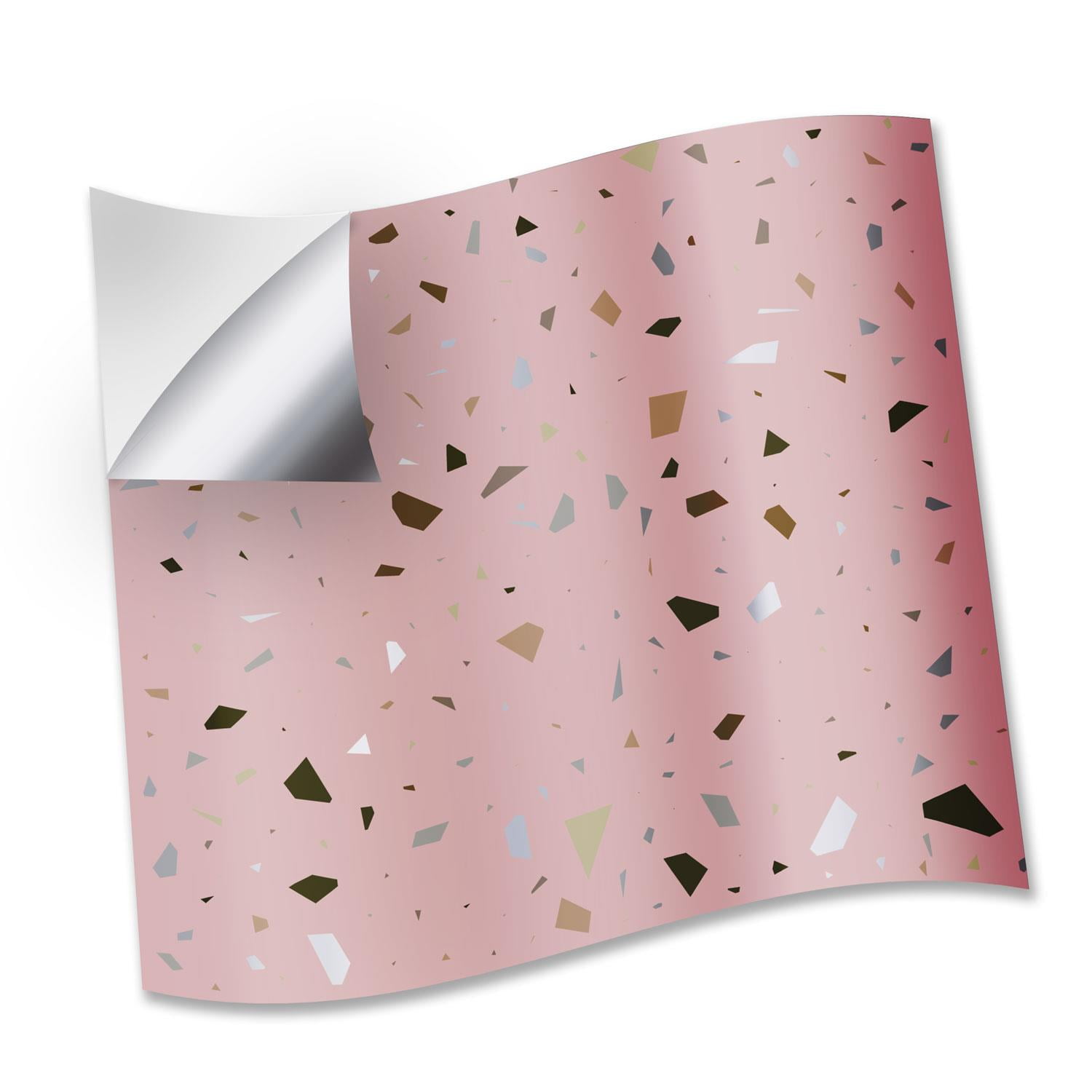 Walplus Peel and Stick Backsplash Rose Pink Metallic Silver Terrazzo ...