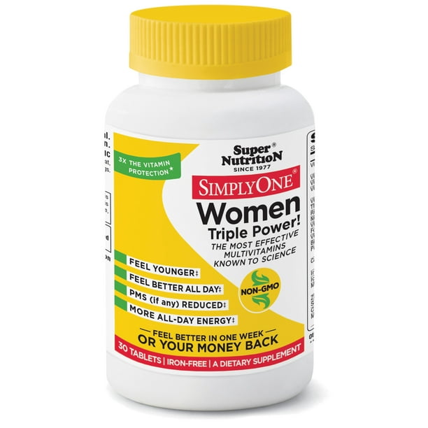 SuperNutrition SimplyOne Women Triple Power Iron-Free Multivitamin Tablets, 30 Ct - Walmart.com