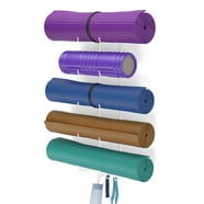 Wallniture Guru Yoga Mat Foam Roller Rack Wall Mount 3 Sectional with 3 ...